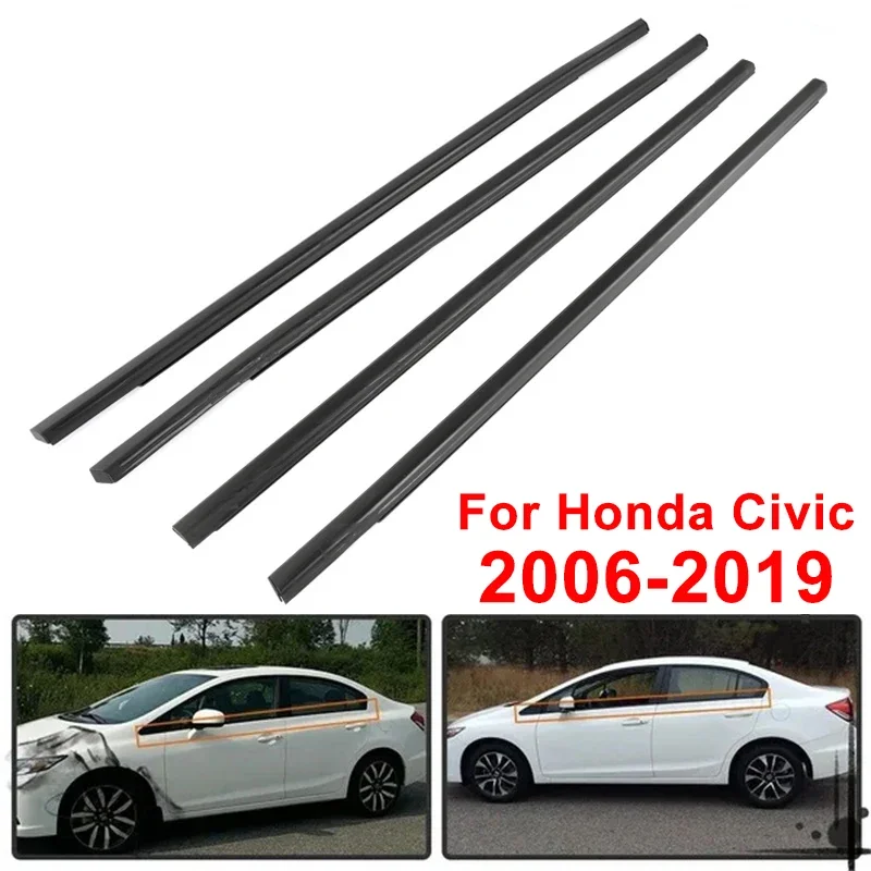 4PCS-Car-Window-Glass-Window-Seal-Moulding-Trim-for-Honda-Civic-2006 ...