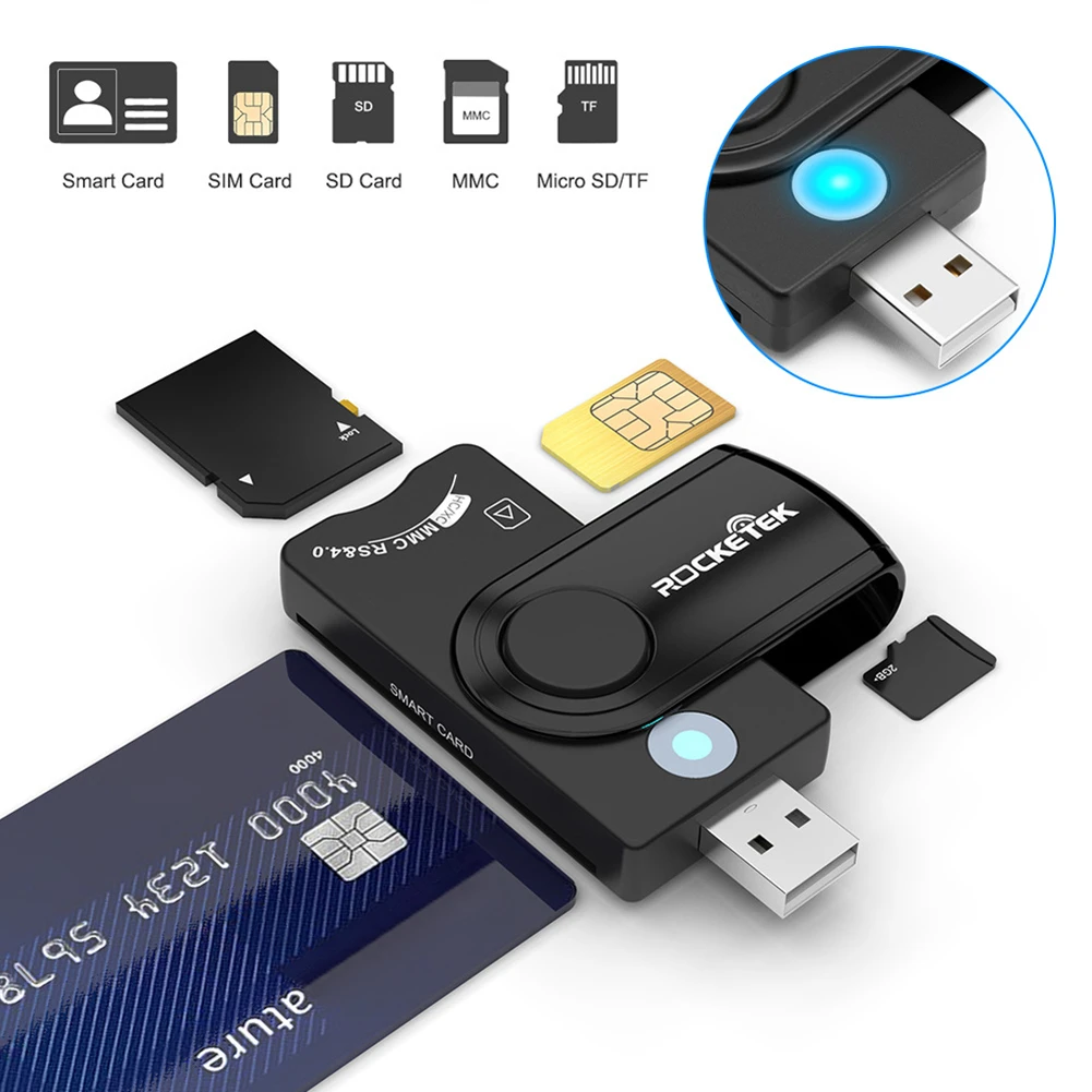 Usb Sim Smart Card Reader For Bank Card Ic/id Emv Sd Tf Mmc Card Reader ...