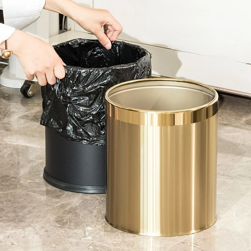 Nordic Golden Dustbin Home Kitchen Bathroom Living Room Toilet Trash ...