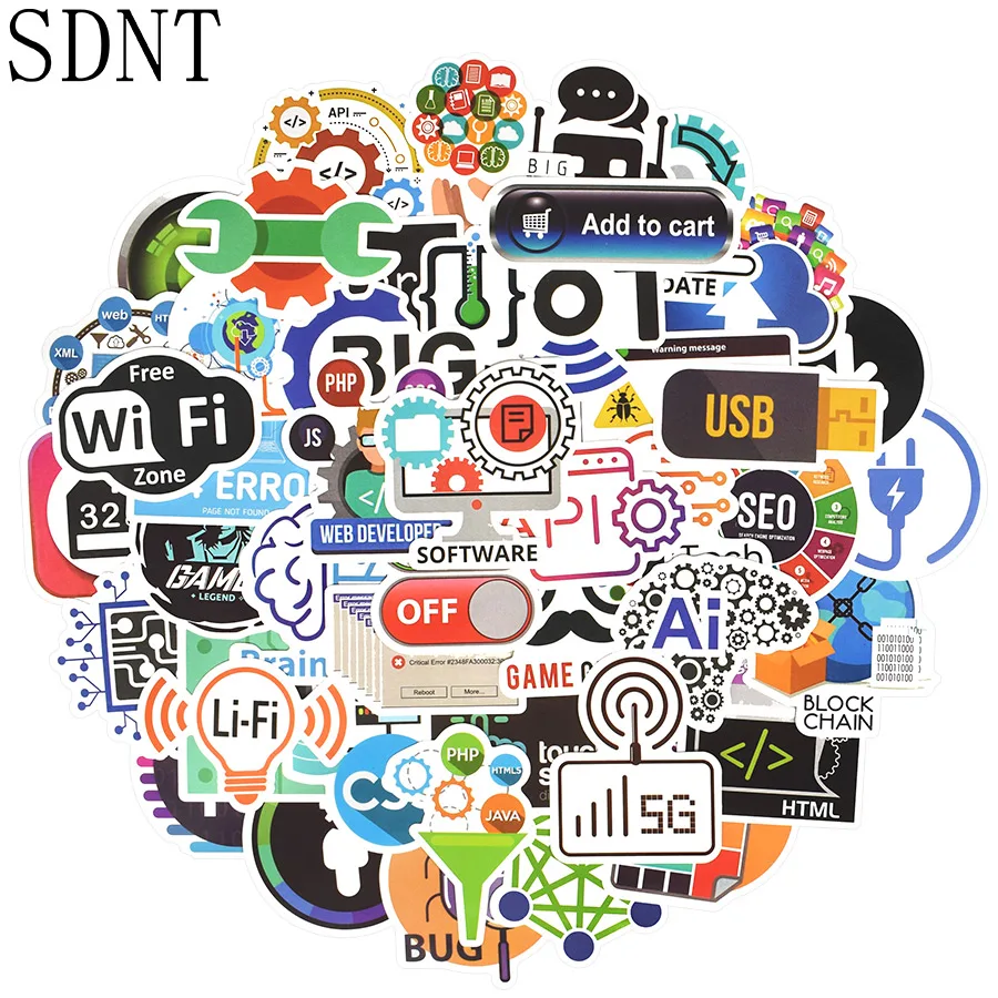 50-PCS-Programming-Geek-Stickers-Internet-Technology-Data-Programs ...
