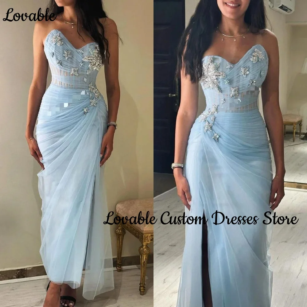 Customized Prom Dresses 2025 Sheath Sweetheart Ankle-Length Ruffle ...