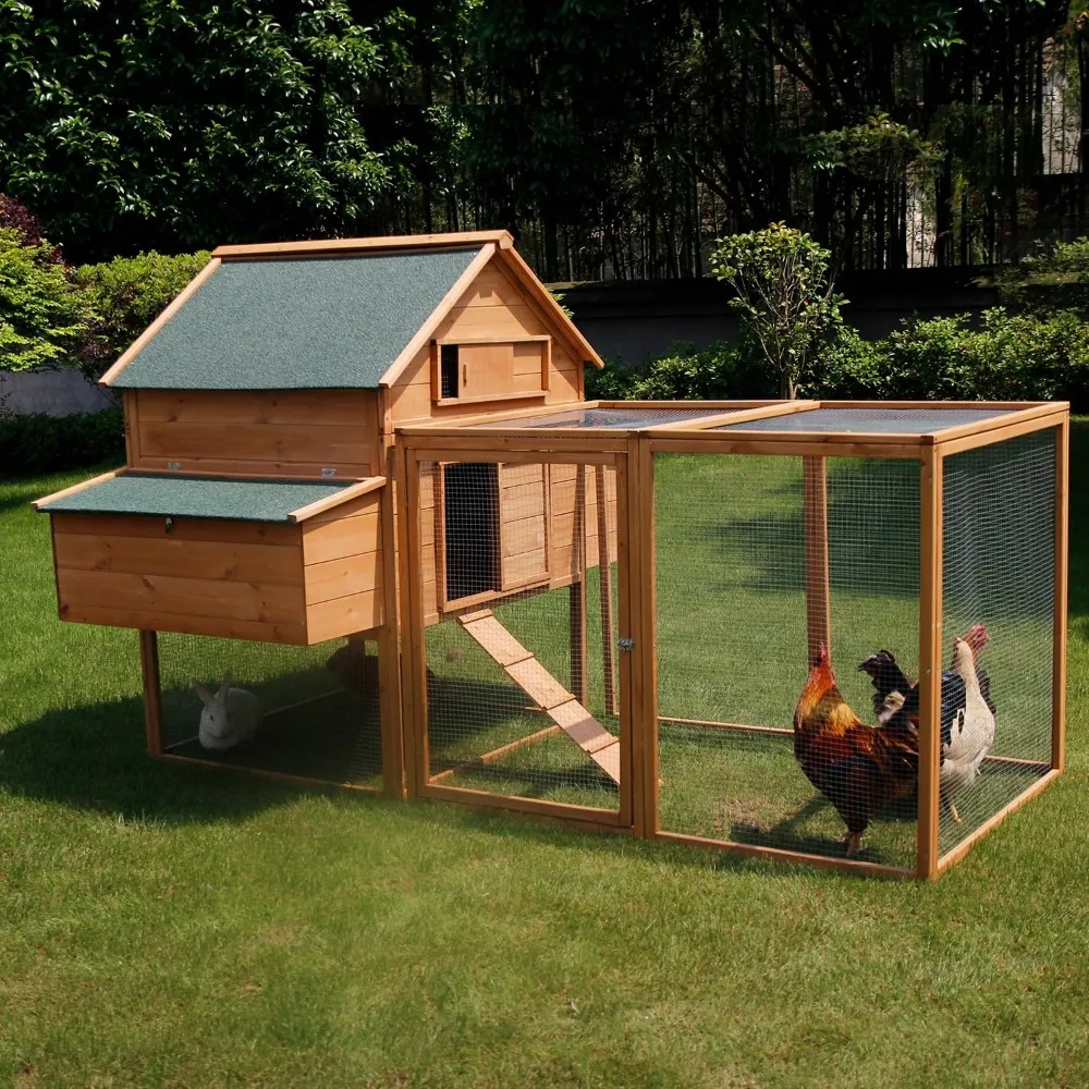 Large-Chicken-Coop-for-8-10-Chickens-Waterproof-with-2-Nests-with-Run ...