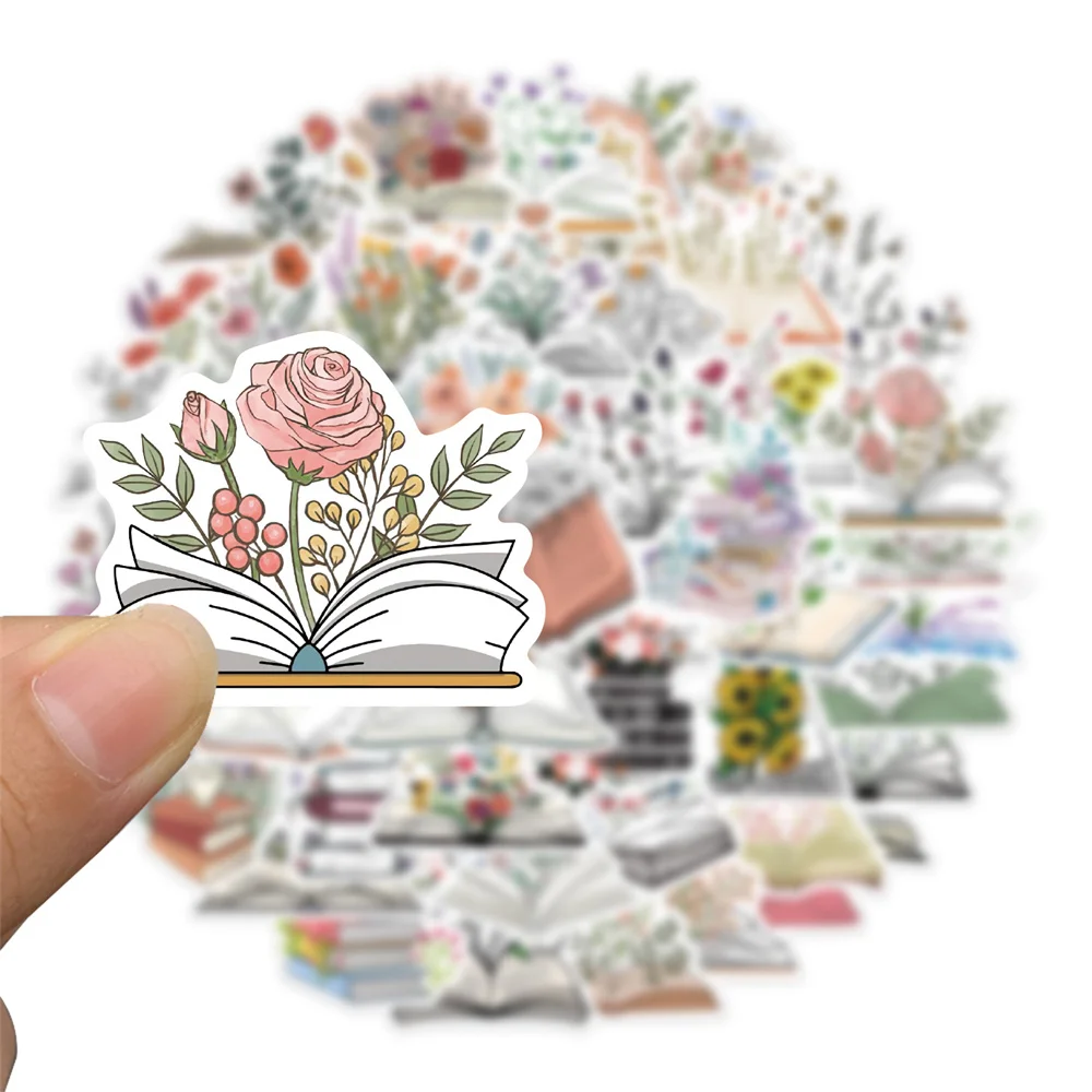 50pcs Aesthetic Flower Book Stickers For Ipad Laptop Scrapbook Journal ...