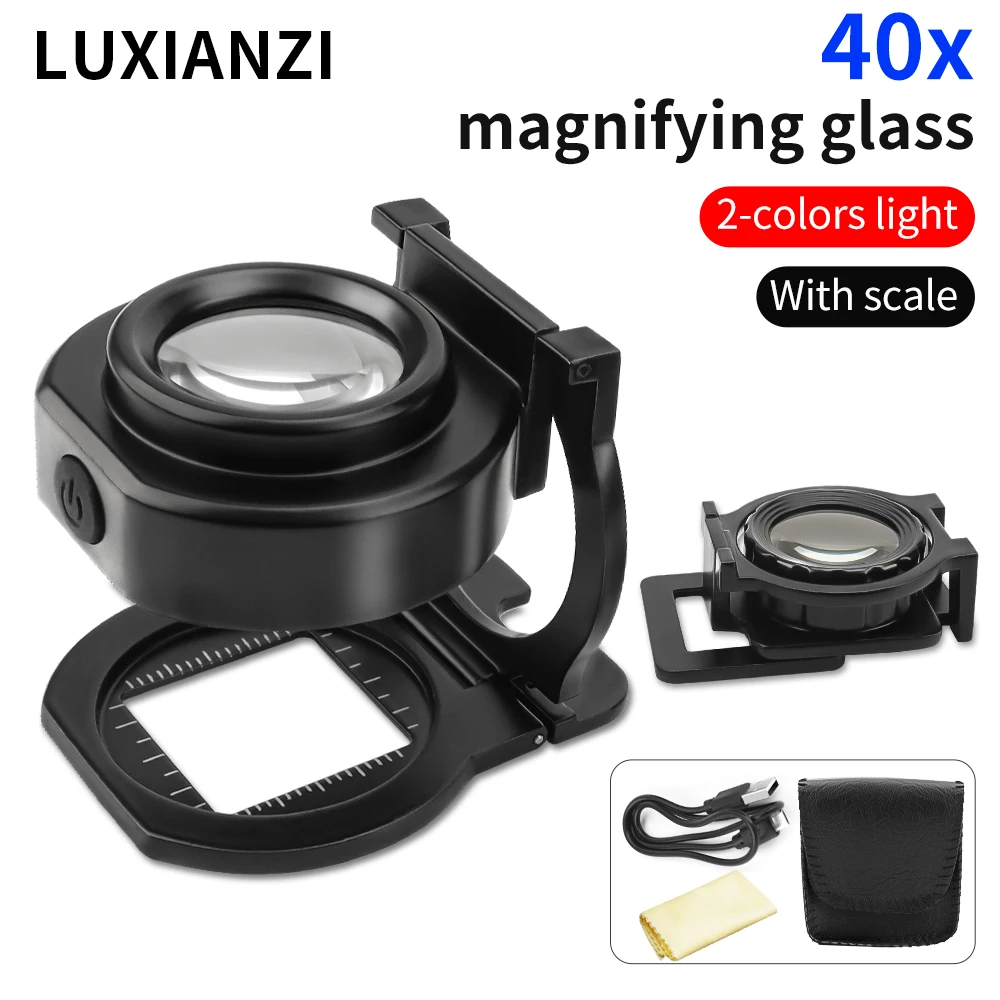 LUXIANI-40X-Folding-Magnifying-Glass-With-LED-For-Aid-Reading ...