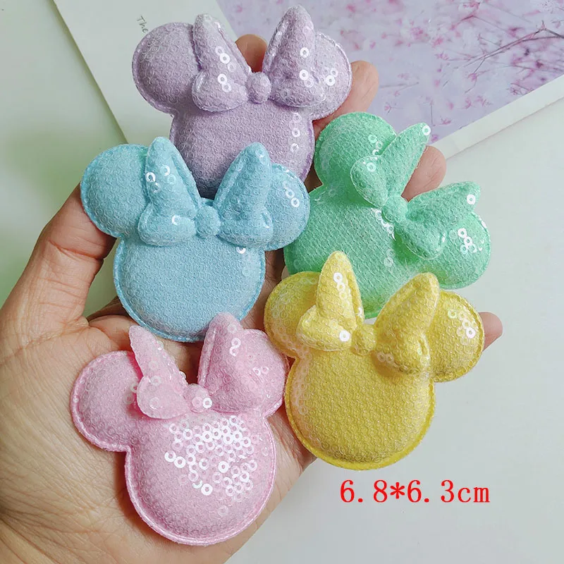 10pcs-Sequins-Cartoon-characters-Padded-Appliques-Bow-Children-Hair ...