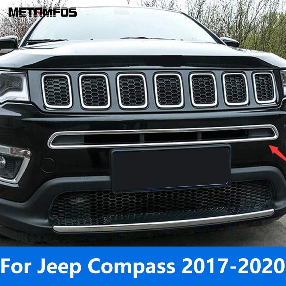 For-Jeep-Compass-2017-2019-2020-Chrome-Front-Center-Grille-Grill-Cover ...