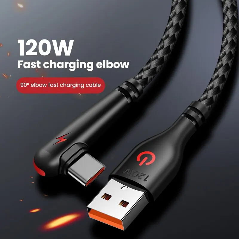 120W-USB-C-Kabel-90-Grad-Ellenbogen-Handy-schnell-aufladen-f-r-huawei ...