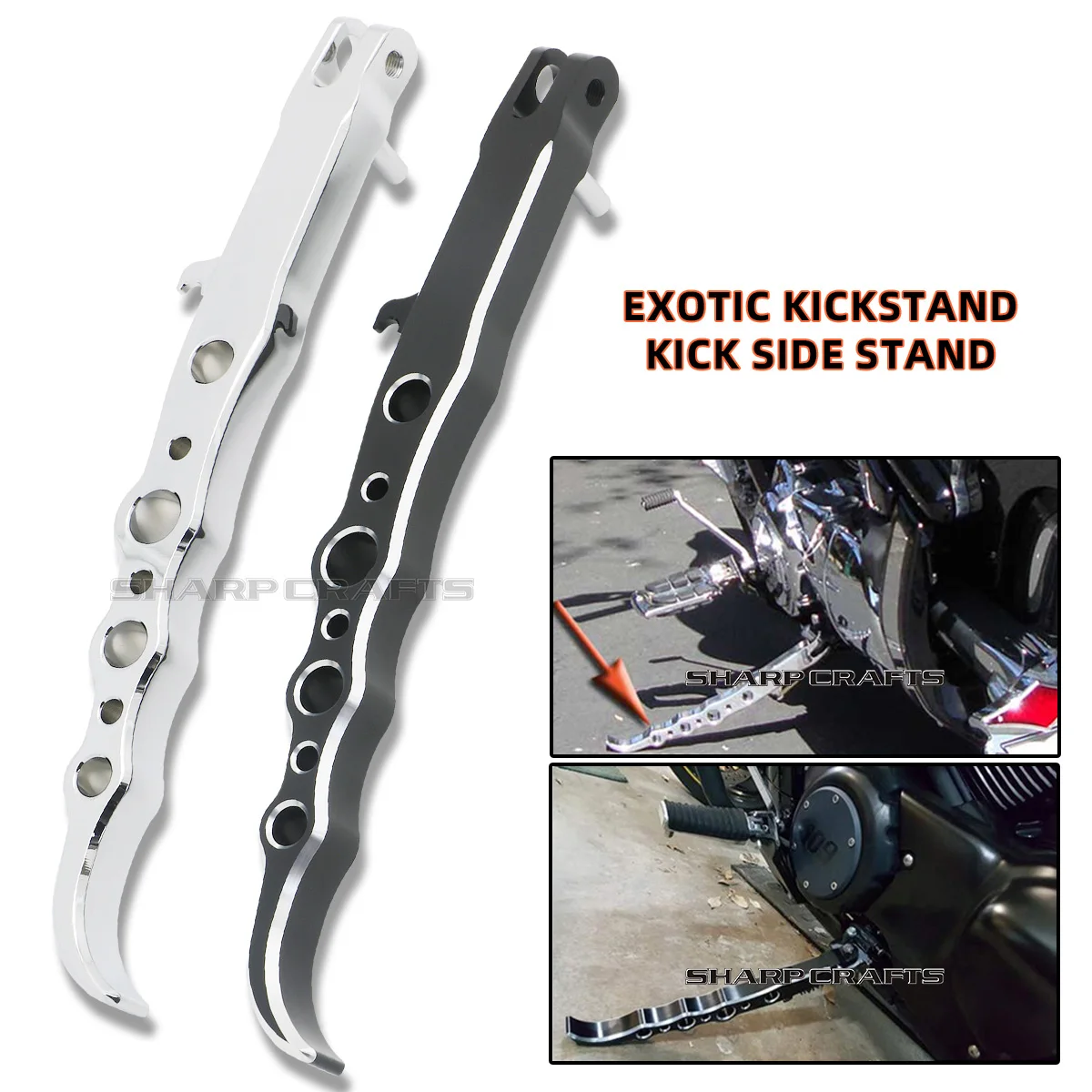 Motorcycle-CNC-Exotic-lengthen-Kickstand-Kick-Side-Stand-Foot-Support ...