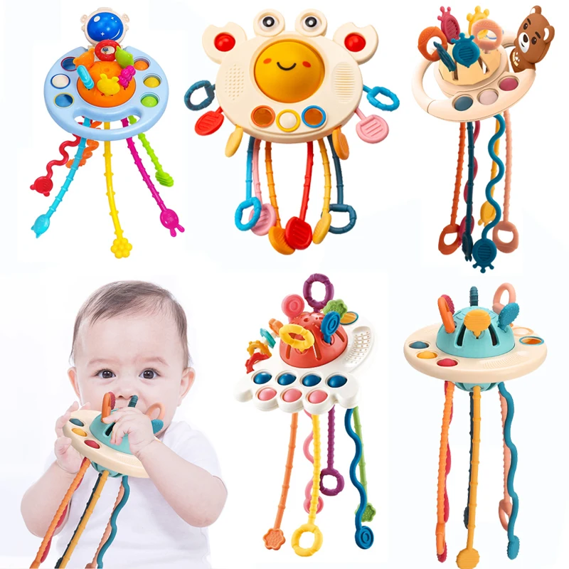 Montessori-Pull-Rope-Toys-Baby-Silicone-Pull-String-Teether-Sensory ...