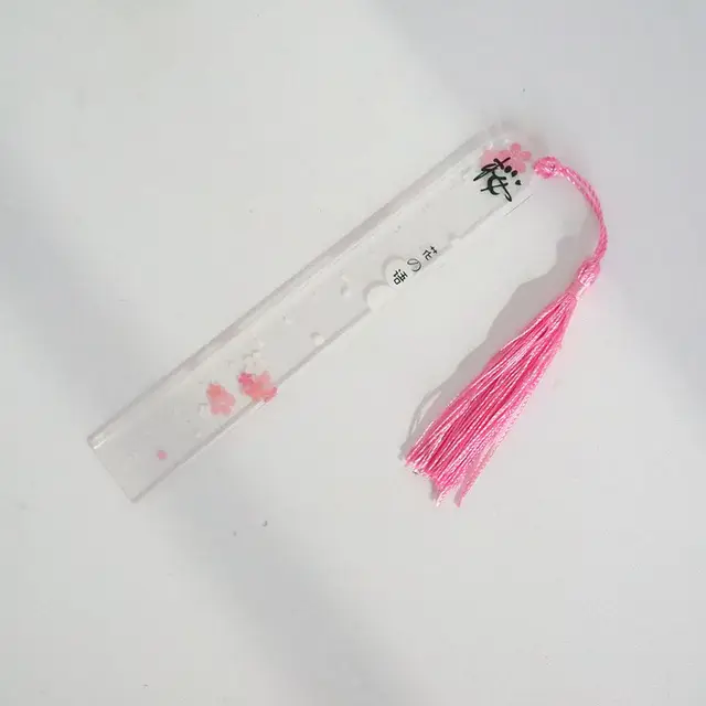 Pretty Flower Acrylic Ruler Bookmarks with Tassels 14cm Ruler Bookmark ...