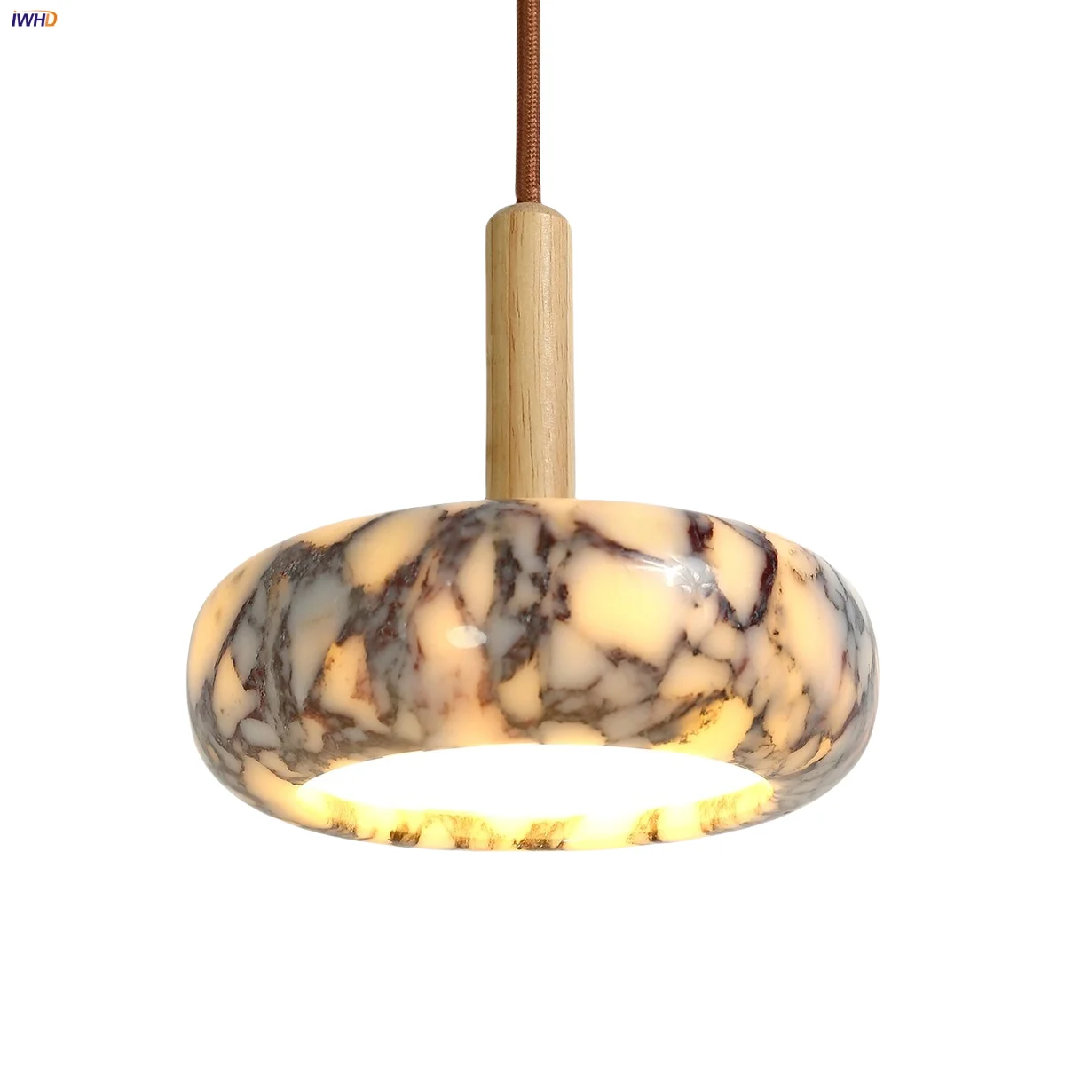 IWHD Natural Wood LED Pendant Light Fixtures Porch Hallway Kitchen ...