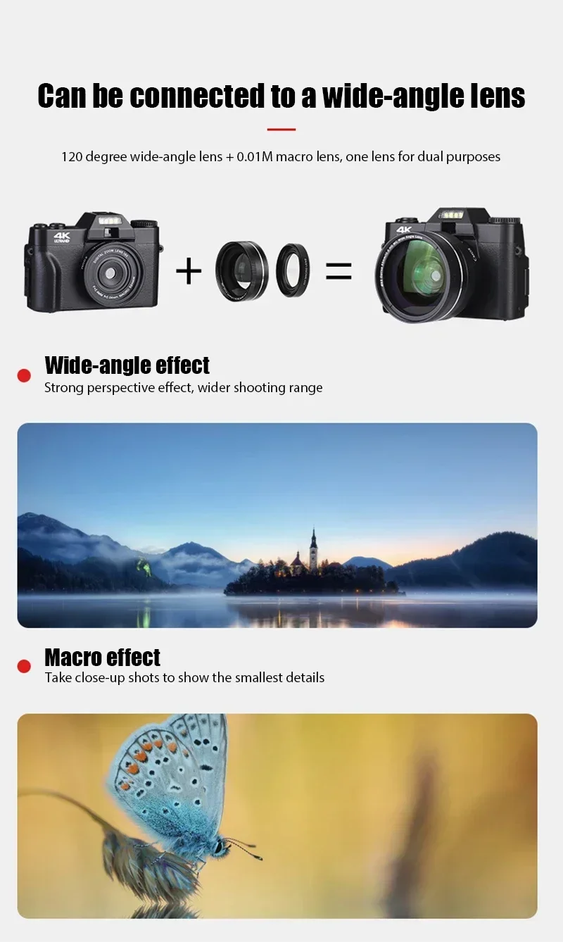AEVYVKV Compact Digital Photography Camera 4K WIFI Web Camera Vintage ...