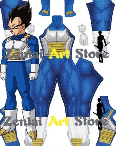 Vegeta Disfraz de superhéroe azul Zentai para hombre y niño, mono de ...