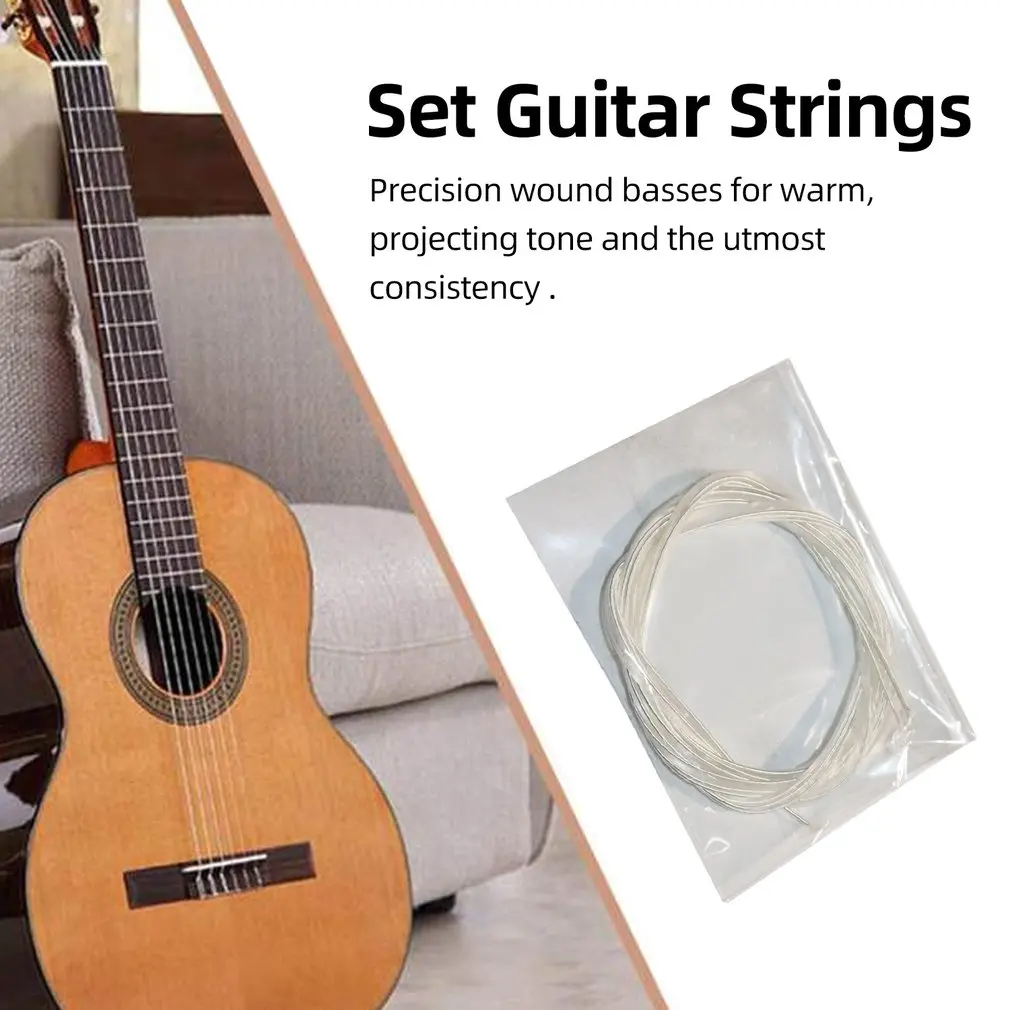 New-6Pcs-Acoustic-Guitar-Strings-Nylon-Silver-Strings-Set-for-Classical ...