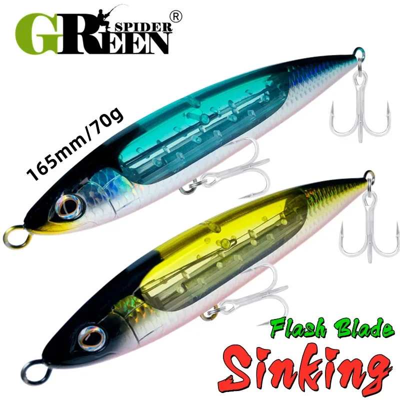 GREENSPIDER-New-Flash-Blade-Sinking-Big-Pencil-165mm-70g-Ocean-Boat ...