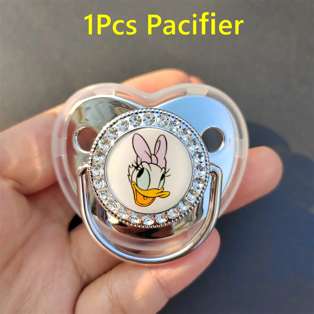 Disney Rhinestone Baby Pacifier Glitter Silver Animal Print Silicone ...