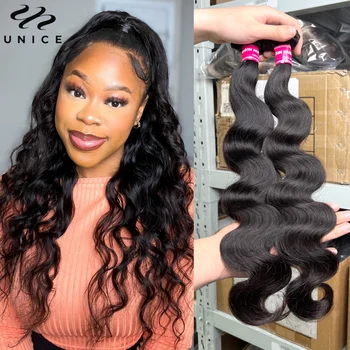 UNICE 30Inch Body Wave Brazilian Virgin Hair Bundles Natural Color 100% ...