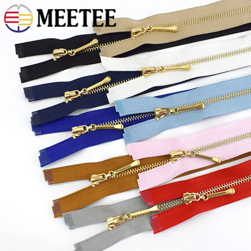 2/5pcs Meetee 3# Open-end Metal Zippers 40-70cm Long Golden Teeth Zip For Clothes Bags Purse ...