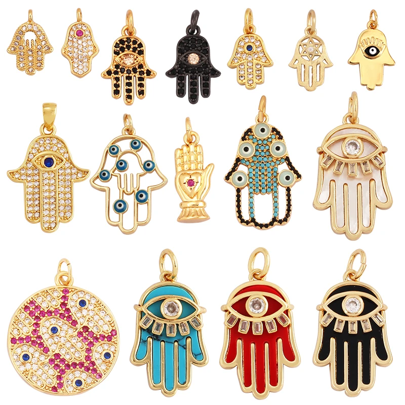 Luxuriou Trendy Hamsa Hand Shaped Strip Amulet Charm Pendant,evil Eye ...