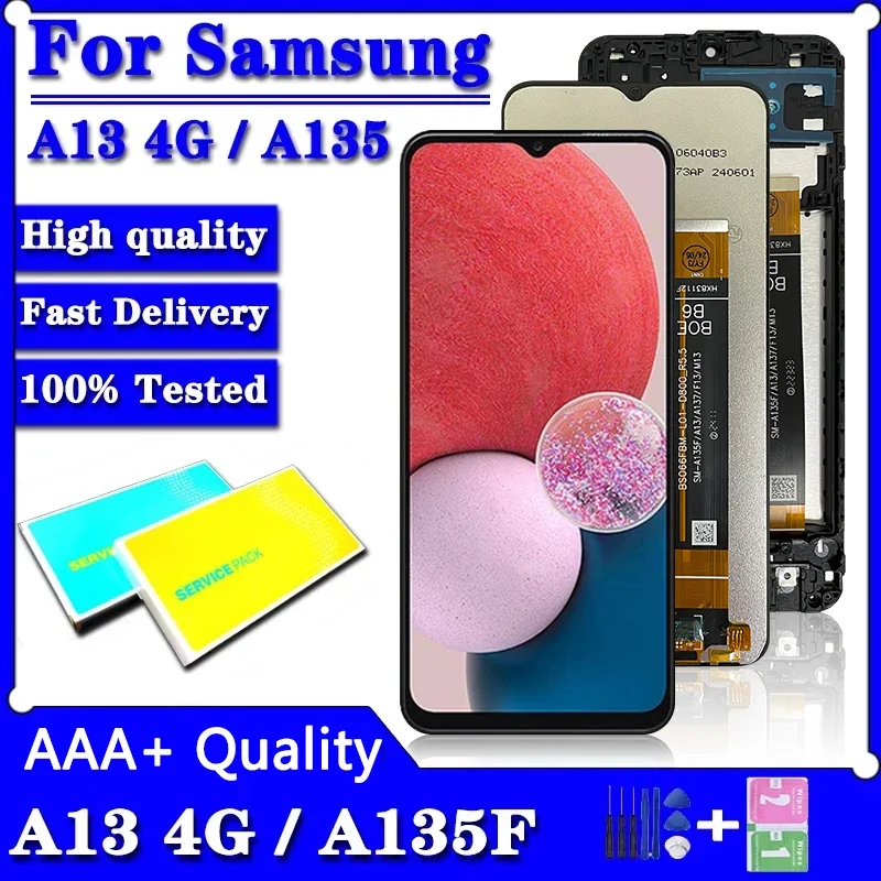 LCD 디스플레이 스크린 터치 패널 디지타이저 어셈블리, 삼성 A13 LTE A135, 삼성 A13 4G A135F A135M ...