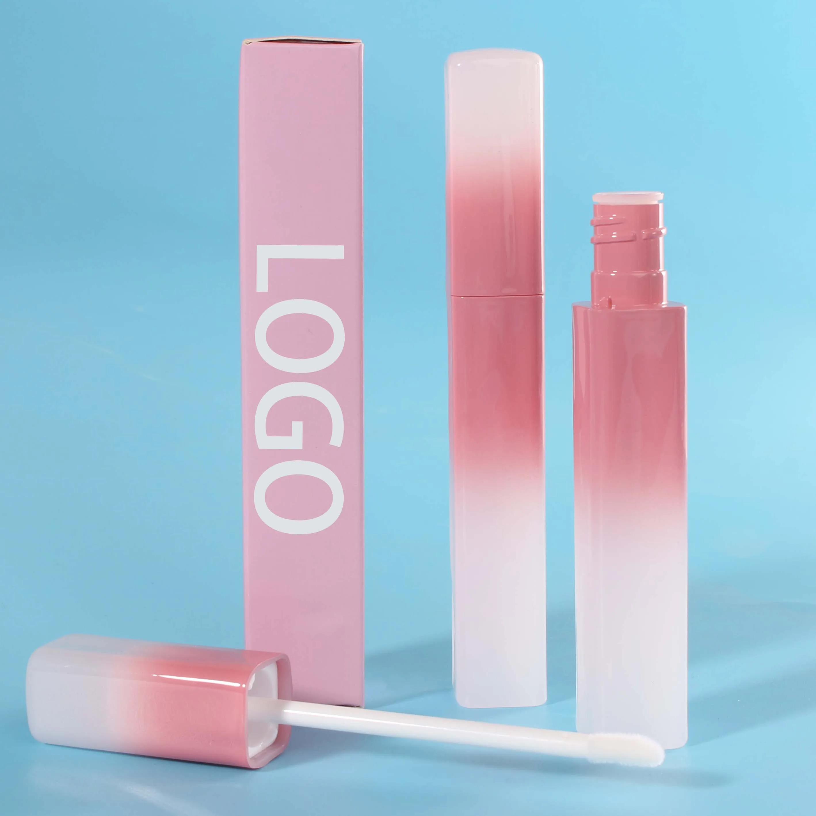 50pcs Plastic empty 5ml fancy lip gloss tubes Circular pink white ...