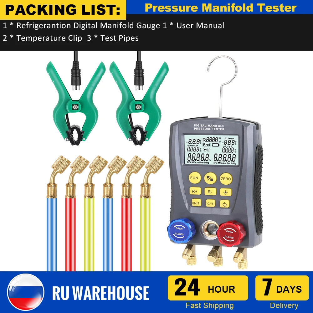 Pressure-Gauge-Refrigeration-Digital-Vacuum-Pressure-Manifold-Tester ...