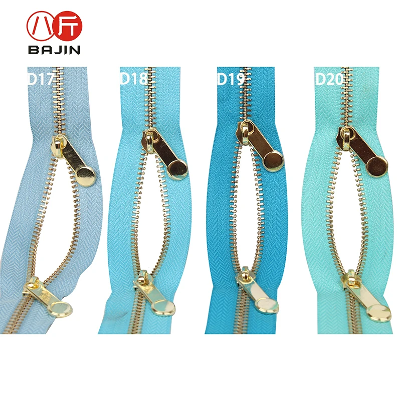 3-5-double-slider-copper-chain-teeth-zipper-powder-azure-cyan-blue ...