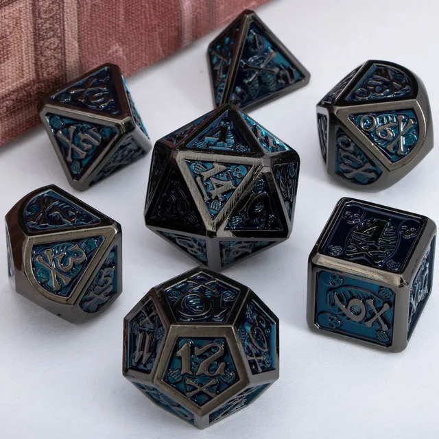 ARUOHHA DND Metal Dice Set Black Red Dungeon and Dragon Dice Skull D&D ...