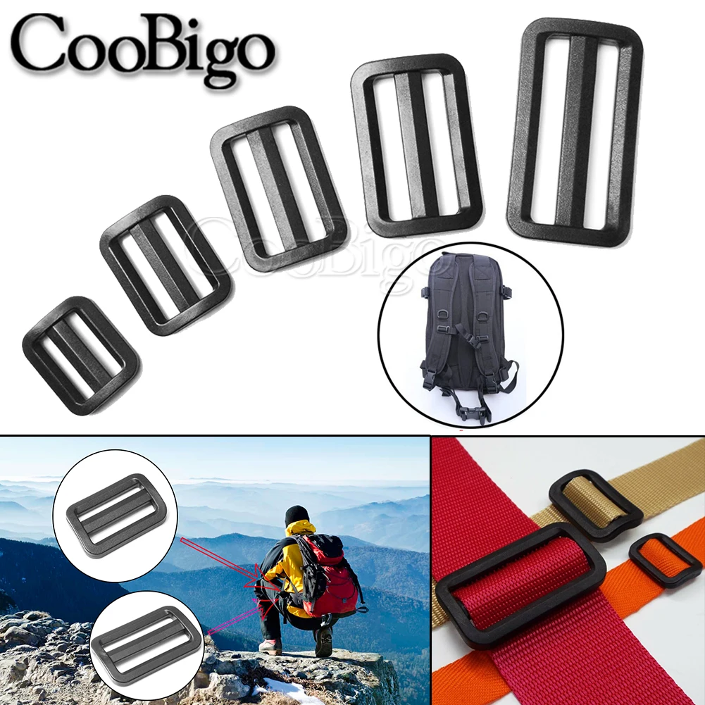 50pcs-Tri-Glide-Slider-Sliplock-Buckle-Curve-Adjustable-Plastic-Black ...