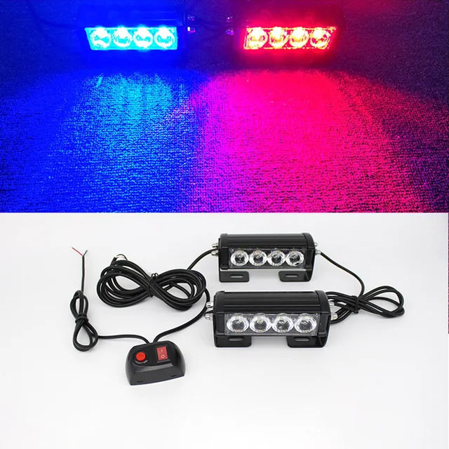 2 In 1 LED Emergency Strobe Lights Bar Red Blue White Yellow Warning ...