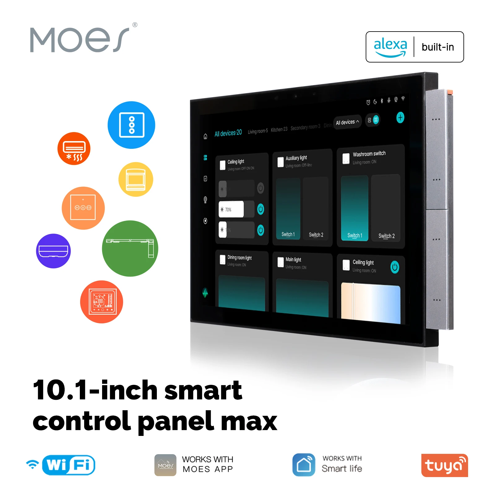 MOES-Painel-de-Controle-Tuya-Smart-Home-com-Bluetooth-Tela-Sens-vel-Ao ...