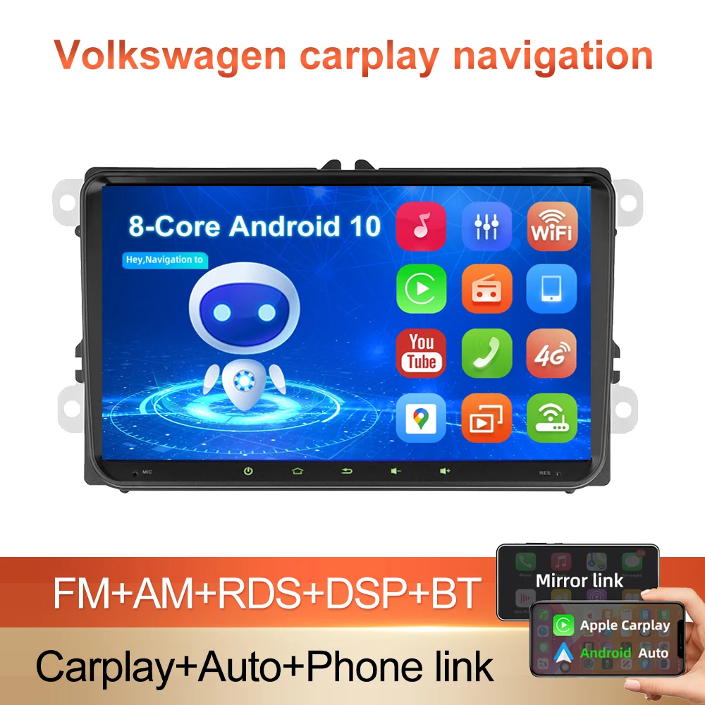 PEERCE-2Din-Android-10-Car-Multimedia-player-For-VW-Volkswagen-Golf ...