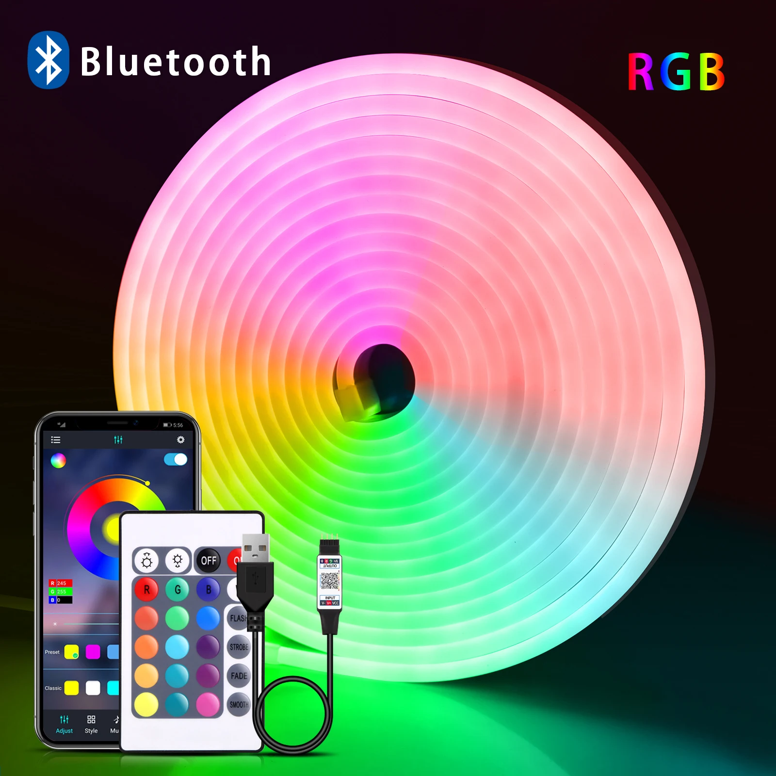 DC5V-USB-Neon-RGB-pasek-LED-1-2-3-4-5M-IP65-wodoodporny-neonowy-pasek ...