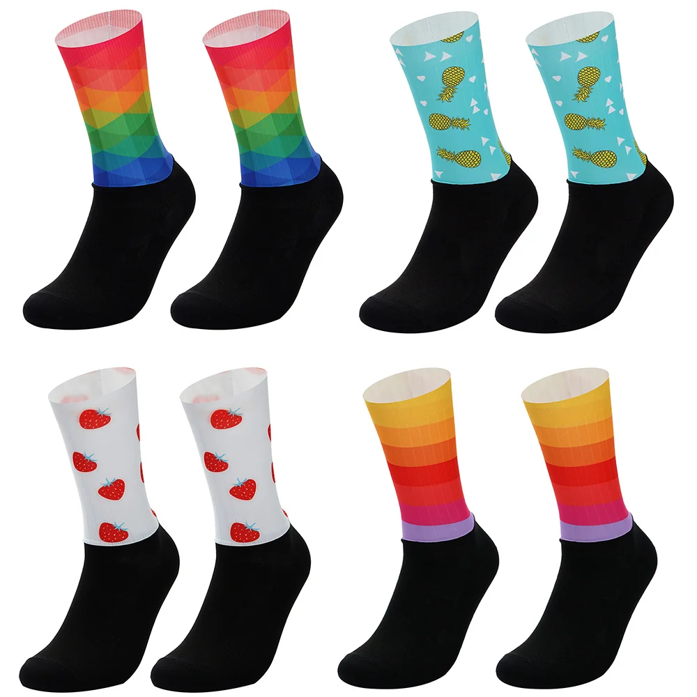 Colors-21-New-Material-Cycling-Socks-Funny-Anti-Slip-Men-Women-Bicycle ...