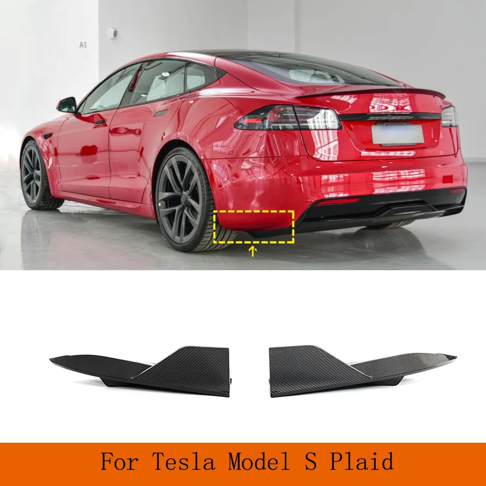 Carbon Fiber Car Rear Bumper Splitters for Tesla Model S Plaid 2021 ...