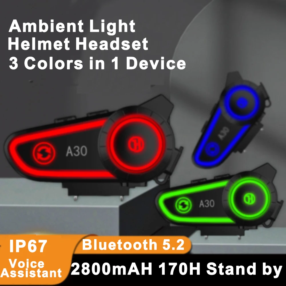 3 Colors In 1 Helmet Headset Bluetooth 5.2 2800mah Motorcycle Wireless ...