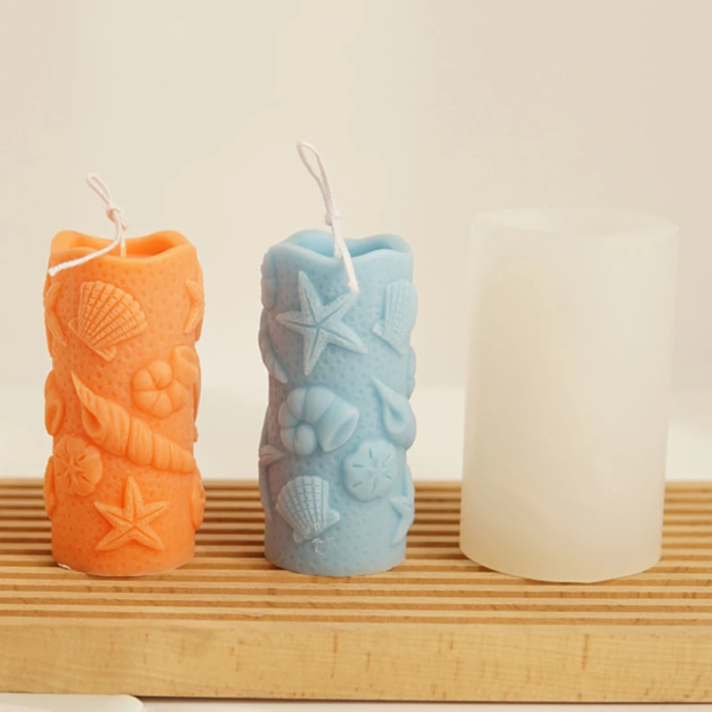 3D Marine Shell/conch/starfish/scallop Cylinder Silicone Candle Mold ...
