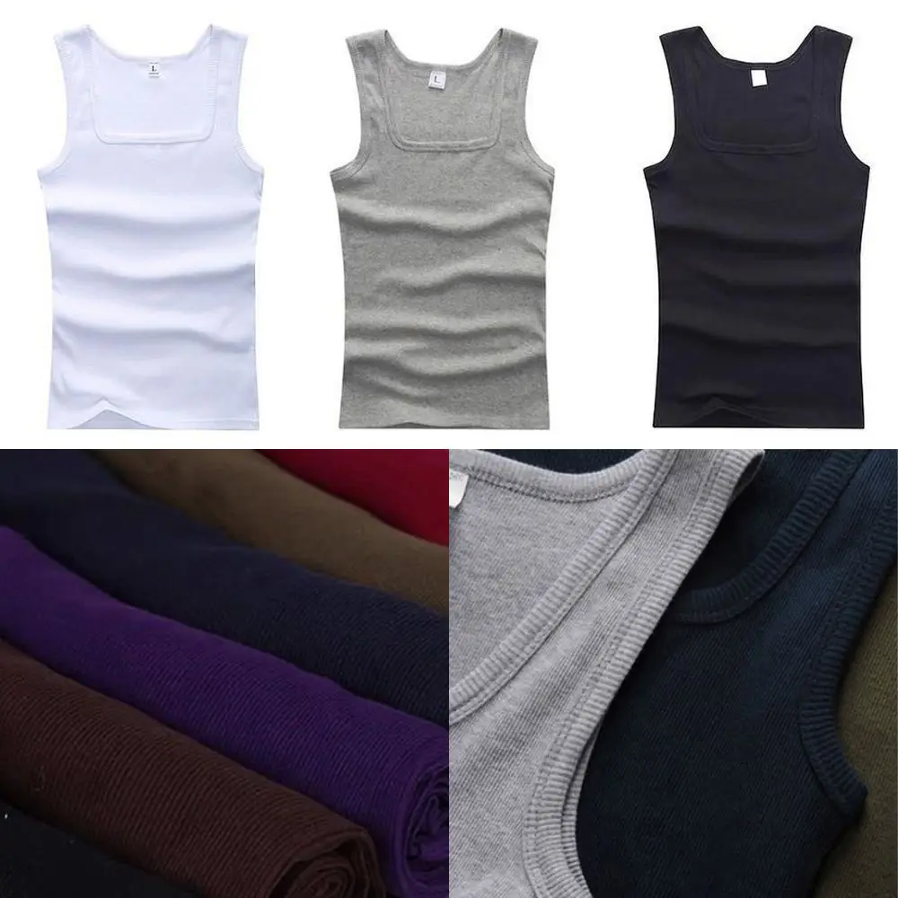 Women-Solid-Square-Neck-Ribbed-Tank-Top-Camisole-Men-Clothing-Singlets ...
