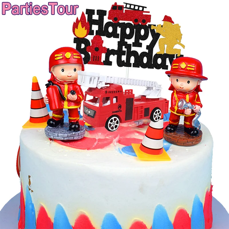 Fireman Theme Cakes Fondant
