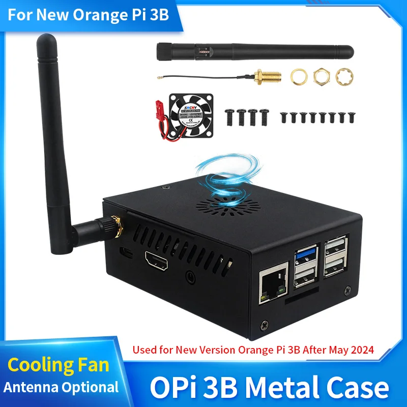 New Orange Pi 3B Metal Case Black Aluminum Shell Cooling Fan Antenna ...