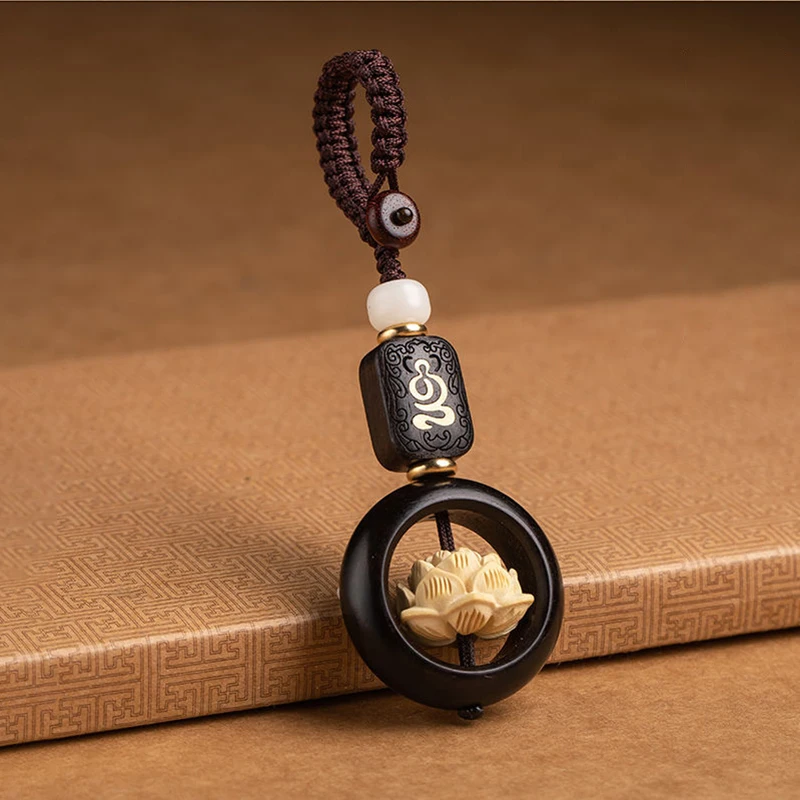 Buddhism-Lotus-Flower-Keychain-Accessories-Wooden-Pendant-Keychain ...