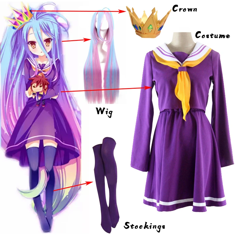 Anime No Game No Life Cosplay Shiro Cosplay Costume Sailor Suit School ...