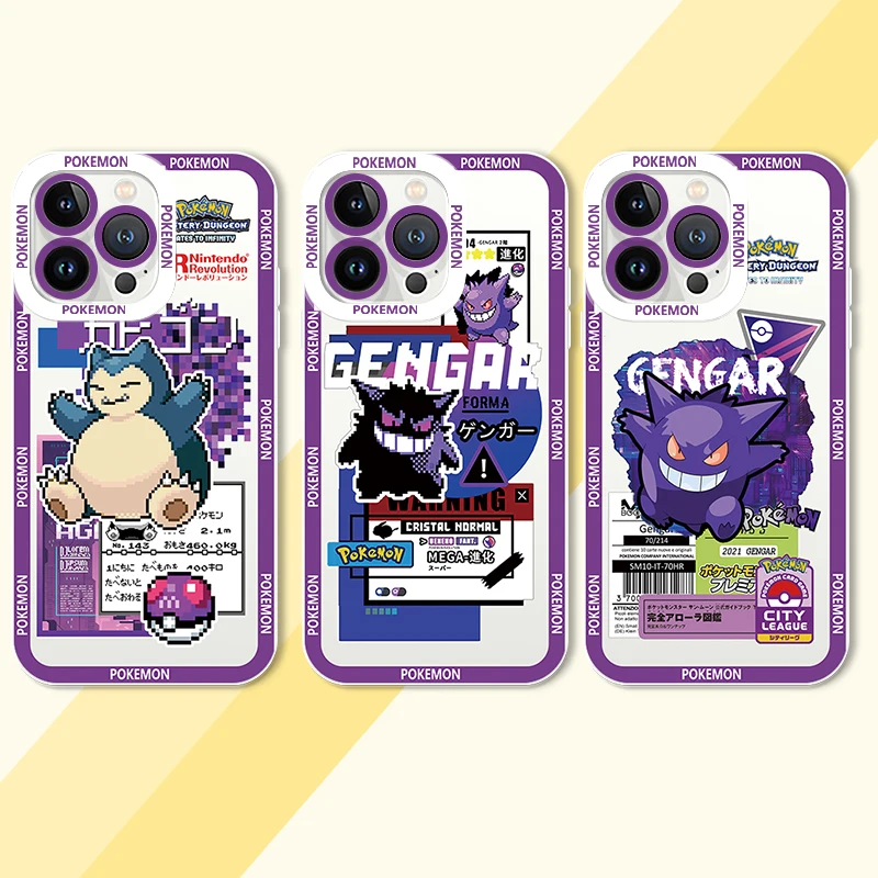 Anime-Pokemon-Mewtwo-Gengar-Transparent-Phone-Case-For-iPhone-15-14-13 ...