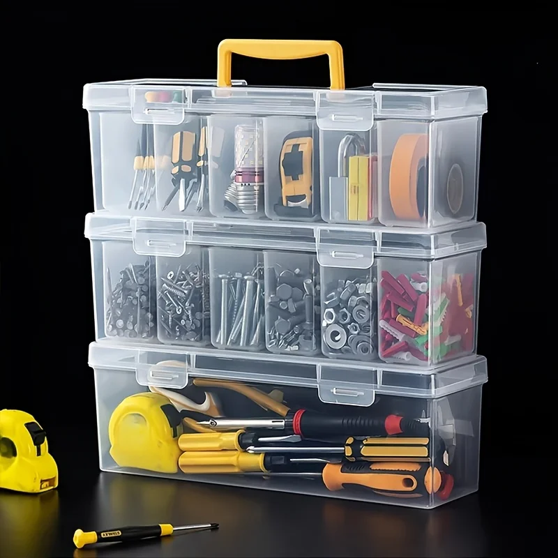 7pcs/1pc: Hardware Tool Storage Box, Multi-Compartment Transparent Tool ...