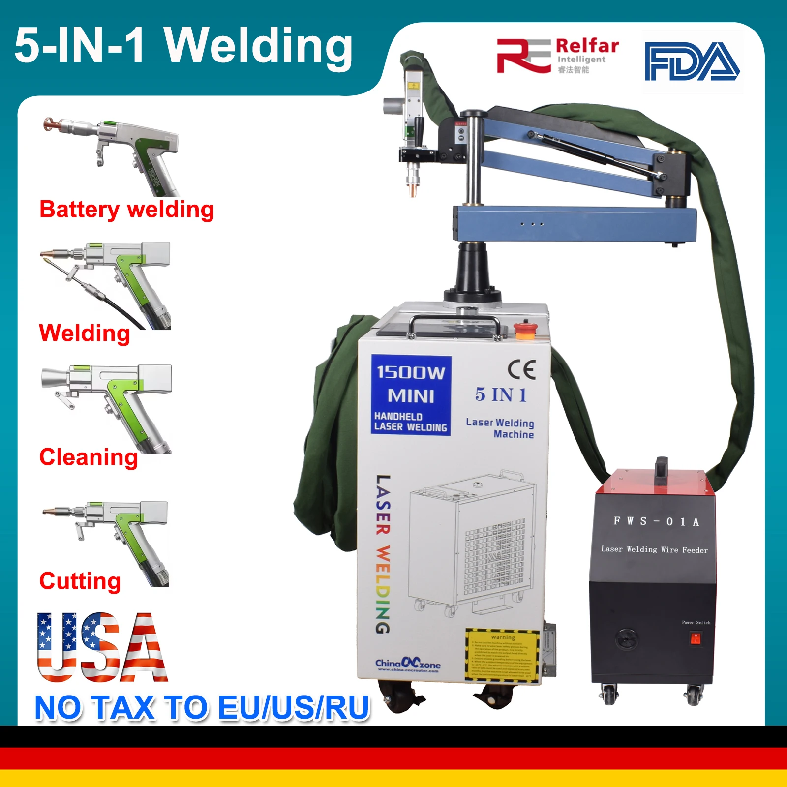 5-IN1 Laser Welder 1500W Welding Machine Fiber Laser Industrial Rust ...