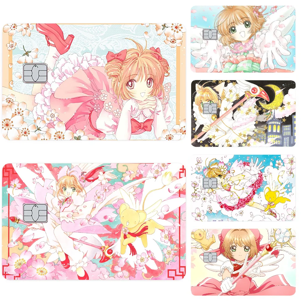 1PC Sakura Anime Cartoon Card Stickers 4pcs PVC Card Skin Stickers for ...