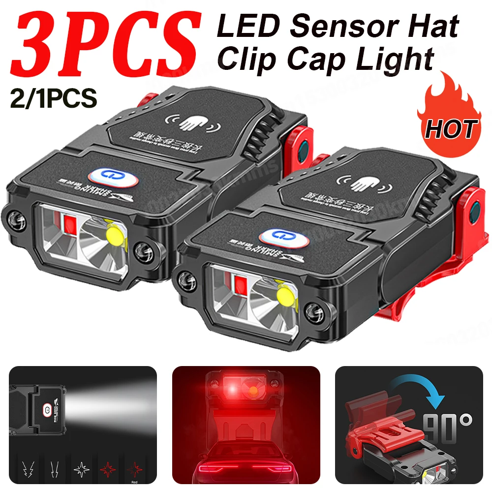 USB-recarreg-vel-LED-indu-o-farol-Mini-Hat-Cap-Clip-Light-lanterna ...
