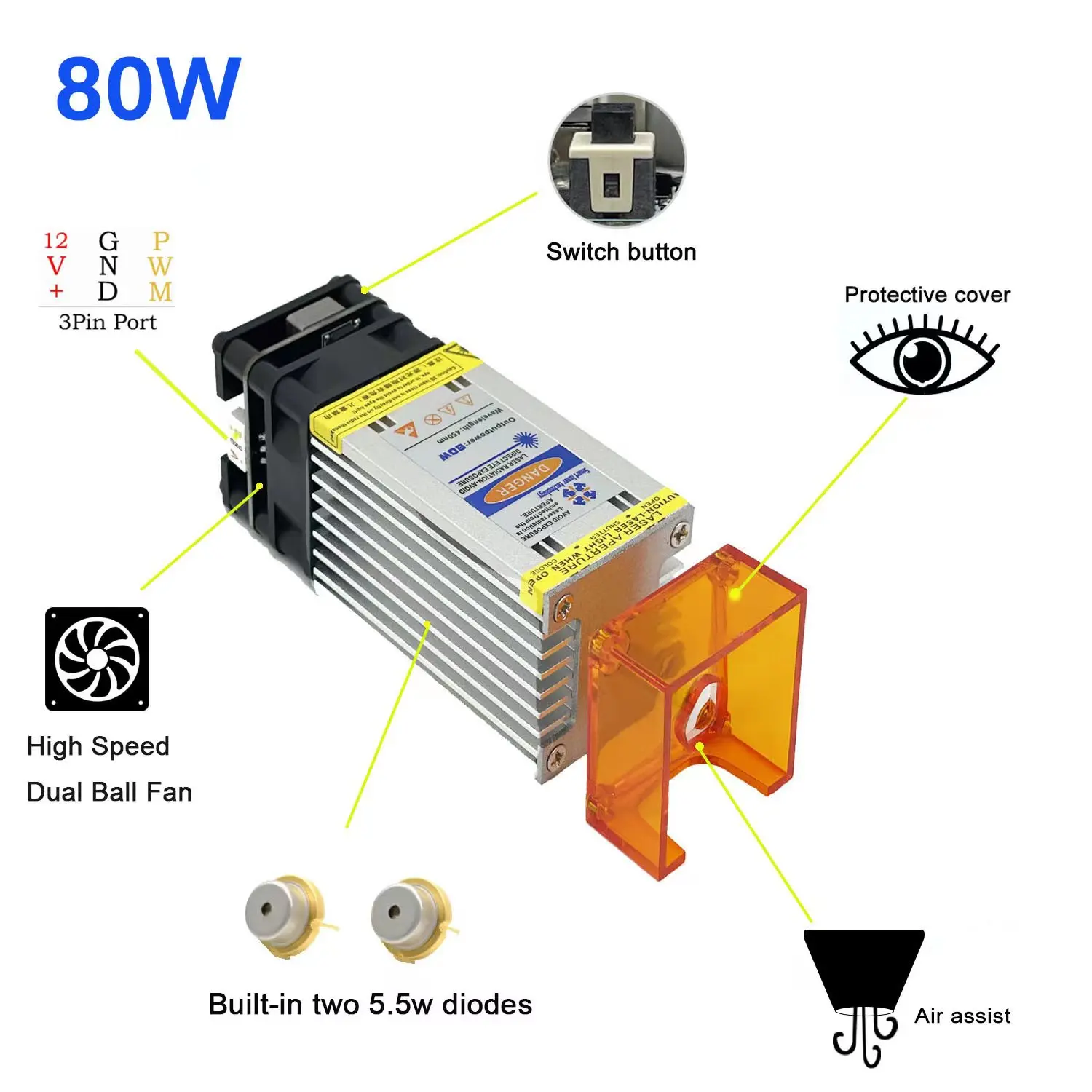 80W-laser-module-450nm-fixed-focus-laser-engraving-head-for-CNC-router ...