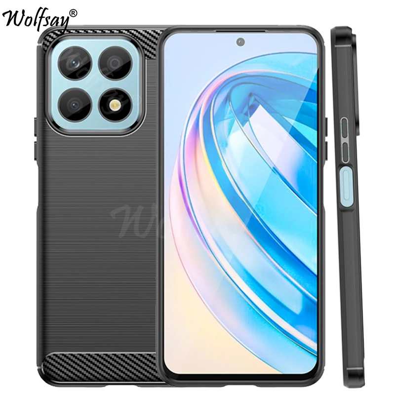 For Honor X8A Case Bumper Anti knock Silicone Carbon Fiber Cover For ...