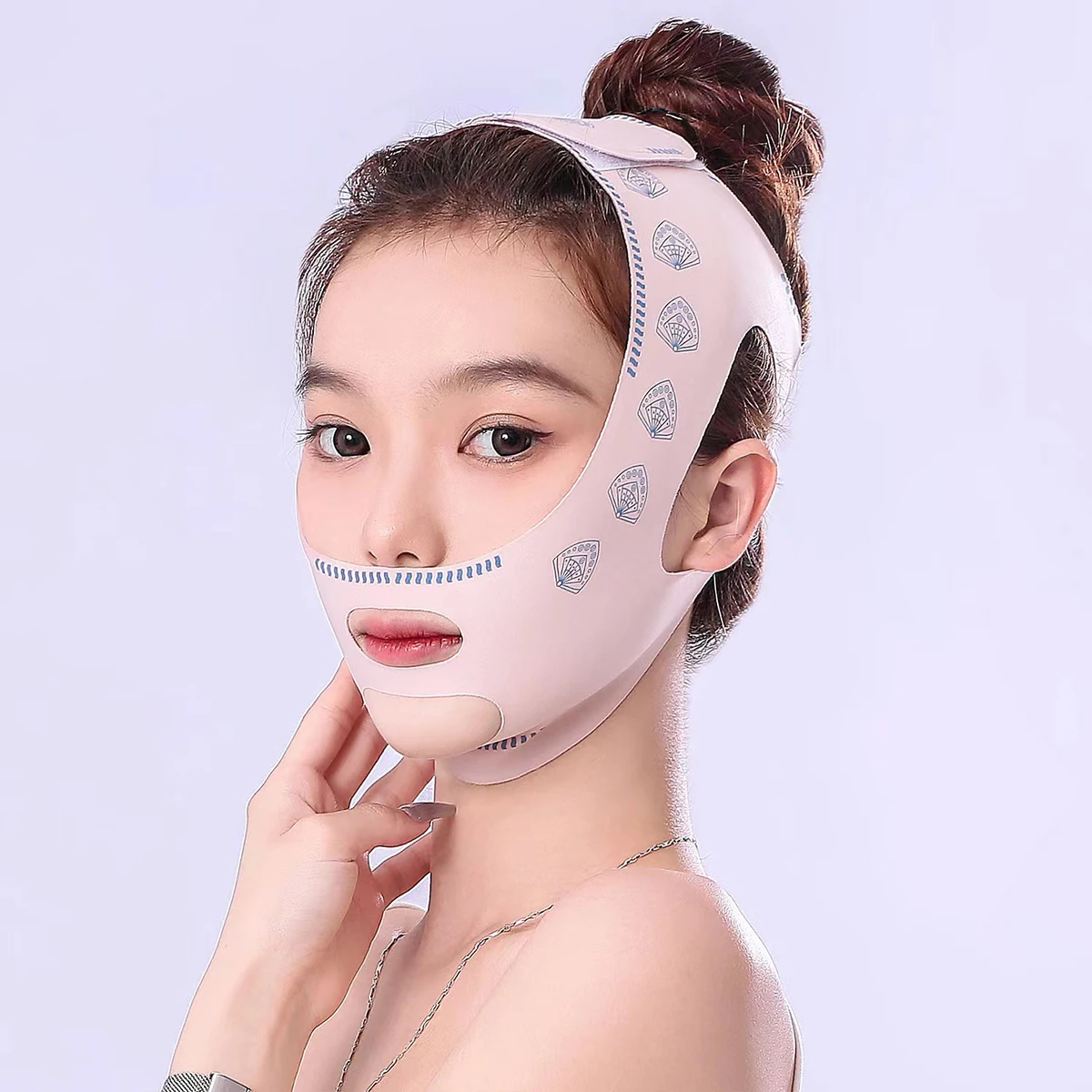 Reusable V-Lift Face Mask & Chin Strap - Skin-Toned Adjustable Slimming ...